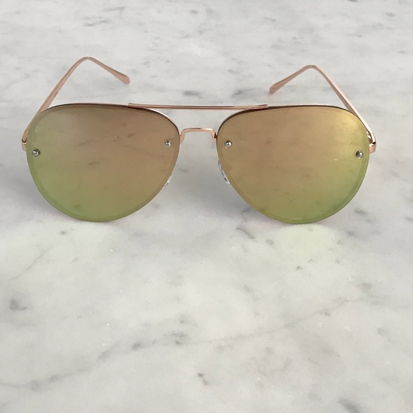 Accessories | Pink Mirrored Aviator Rimless Sunglasses | Poshmark